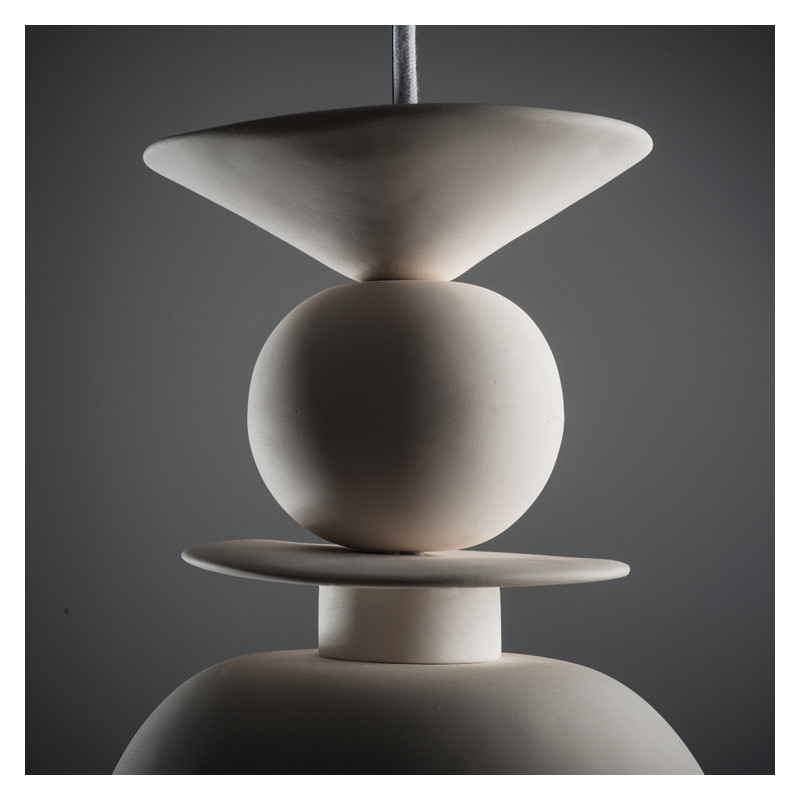 Pendant white and yellow ceramic hanging lamp. Bespoke ceramic lighting