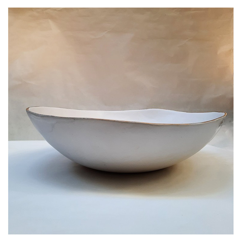 Unique Handmade stoneware large dish decorated with blue jelly fish