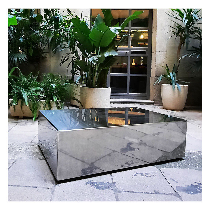 rectangular prism metal coffee table