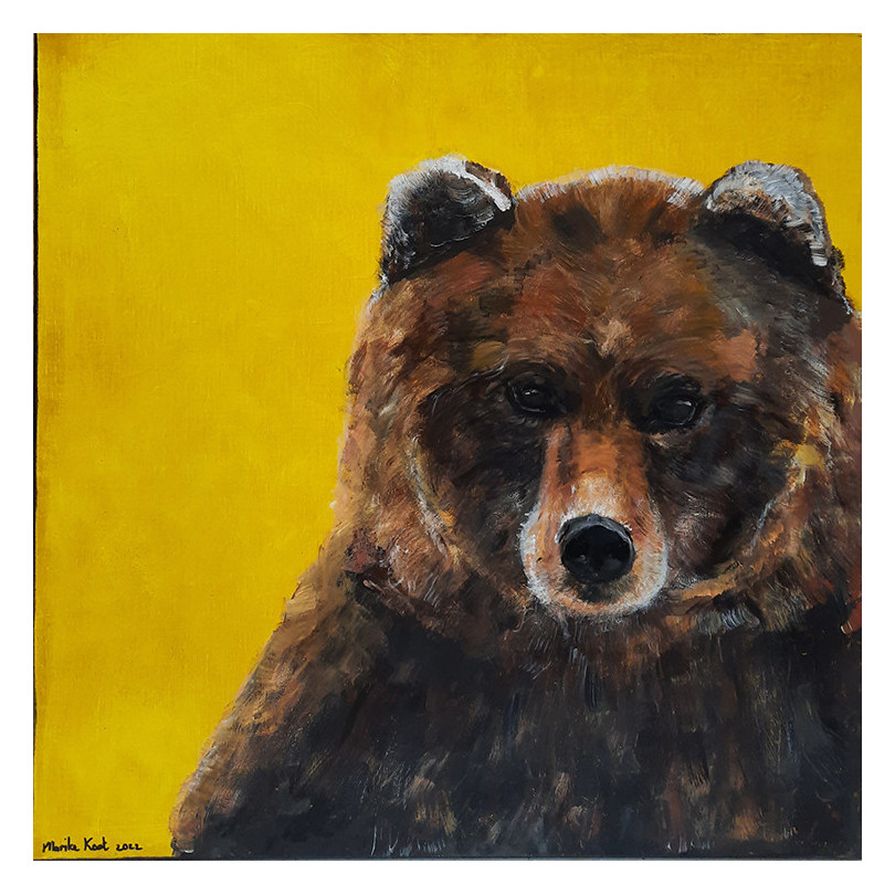 Pintura retrato de oso por el artista Marike Koot. Cuadro oso