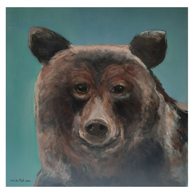 Pintura retrato de oso por el artista Marike Koot. Cuadro oso
