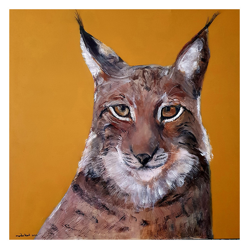 Lynx portrait painting on canvas by Marike Koot, contemporary artist