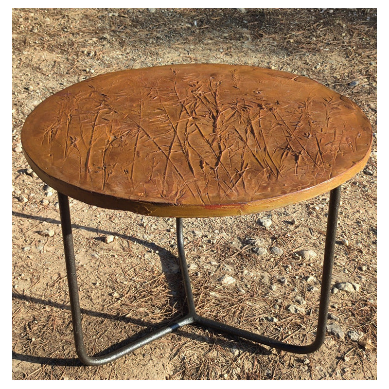 Handmade concrete & metal circular Nested side tables by artist J. Cerdá