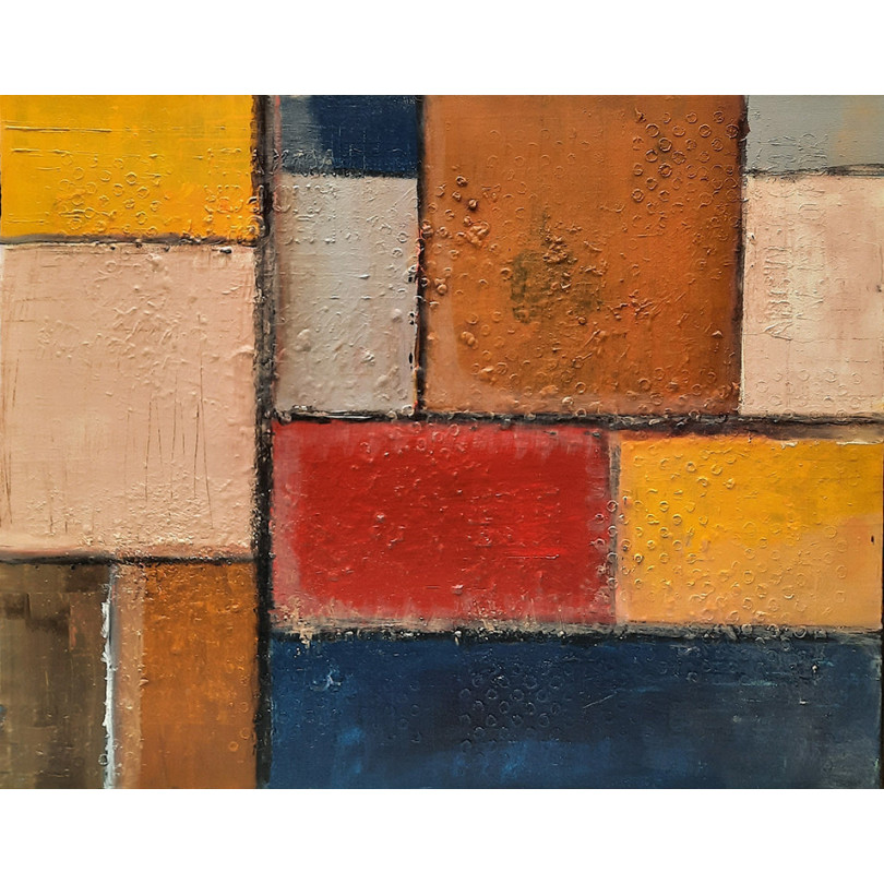 Abstract painting by Marike Koot, warm colors composition painting