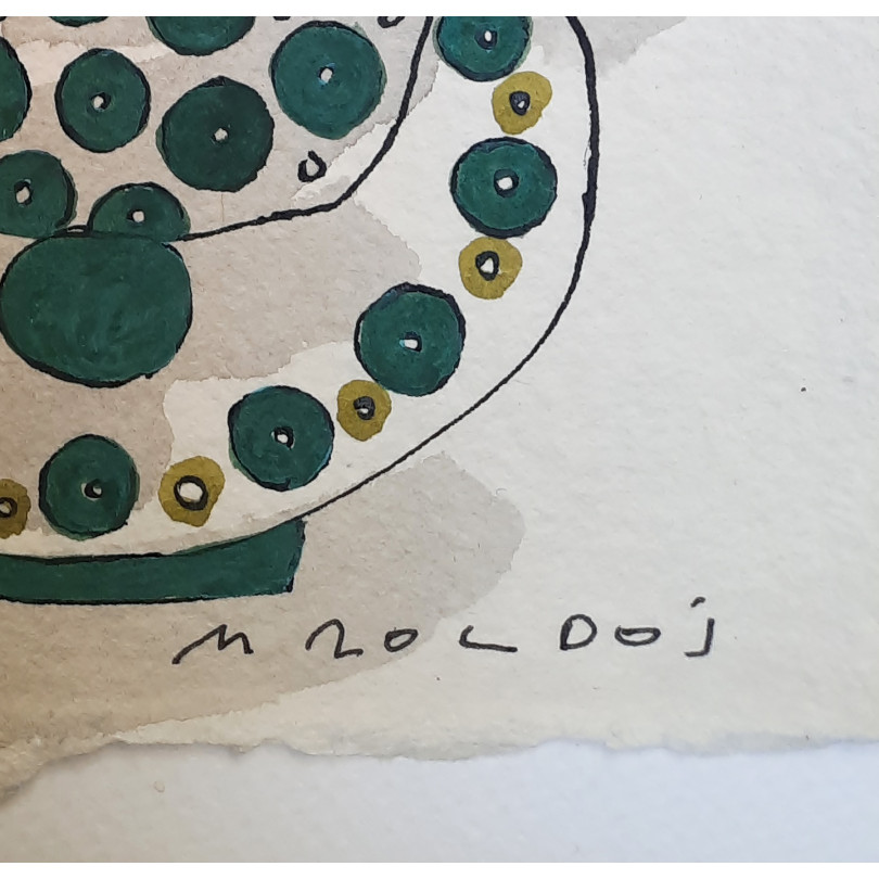 Watercolor painting by Montse Roldos. Drawing of 4 cups on paper
